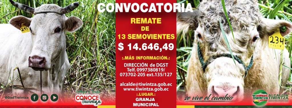 CONVOCATORIA PARA EL REMATE DE SEMOVIENTES - Gobierno Autónomo ...